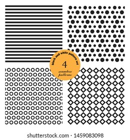 Set Black White Horizontal Line Polka Stock Vector (Royalty Free ...