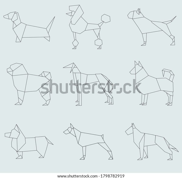 Set Black White Linear Dog Breeds: stockvector (rechtenvrij) 1798782919 ...