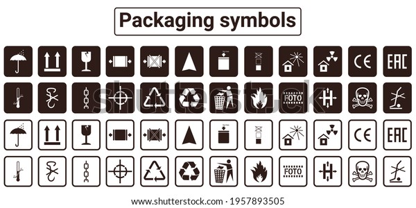 Set Black White Packaging Symbols On: เวกเตอร์สต็อก (ปลอดค่าลิขสิทธิ์ ...