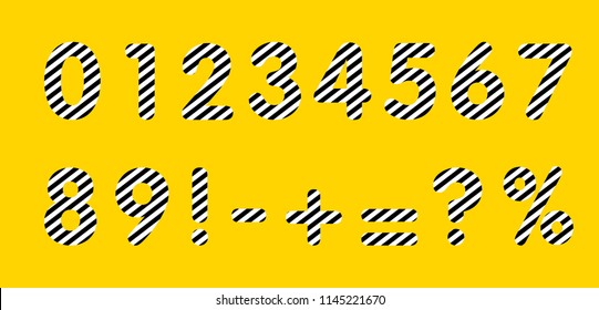 Set Black White Striped Numbers Signs Stock Vector (Royalty Free ...