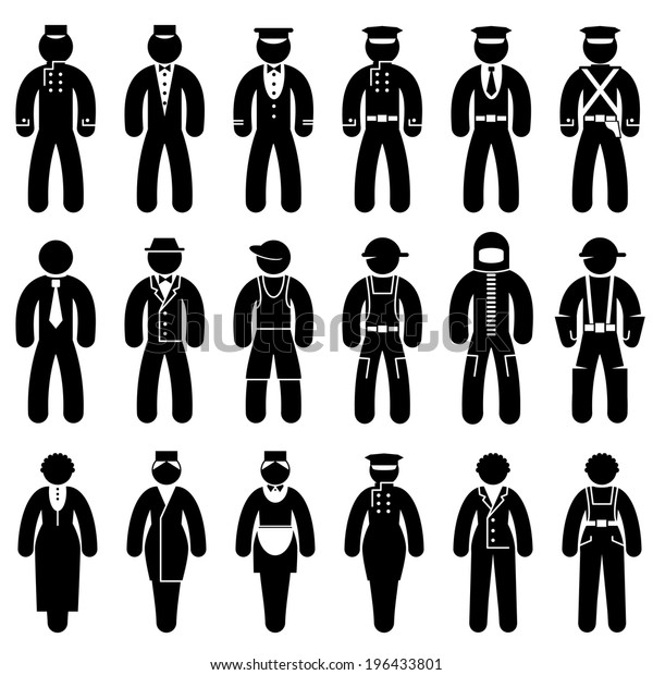 Set Black White Vector Icons People Stock Vector (Royalty Free ...