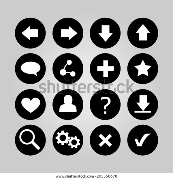 Set Black White Vector Icons Web Stock Vector (Royalty Free) 205558678 ...