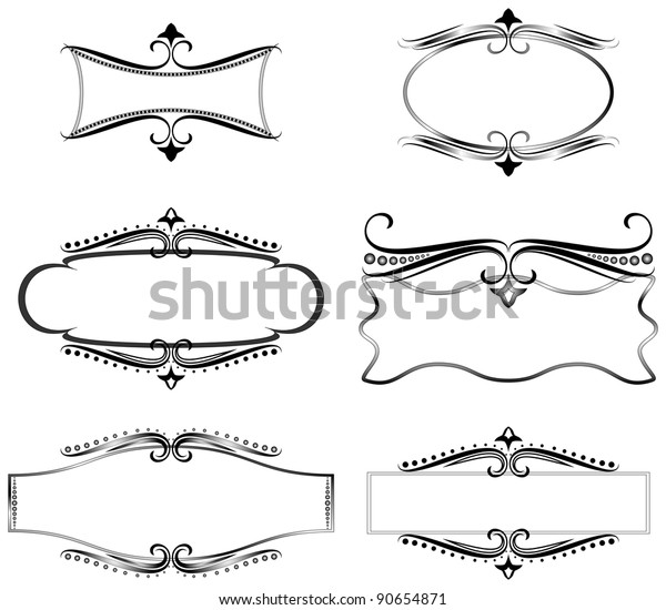 Set Black White Vintage Labels Vector: เวกเตอร์สต็อก (ปลอดค่าลิขสิทธิ์ ...