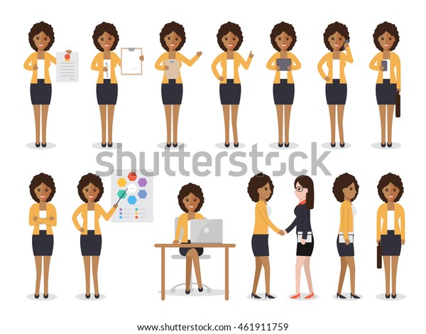 Set Black Working People On White Stock Vector (Royalty Free) 461911759