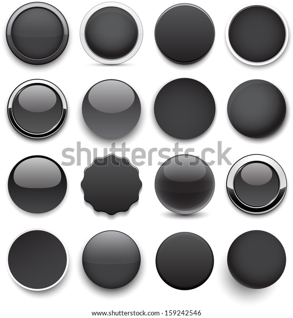 Set Blank Black Round Buttons Website Stock Vector (Royalty Free ...