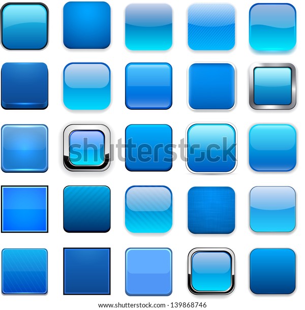 Set Blank Blue Square Buttons Website Stock Vector (Royalty Free) 139868746