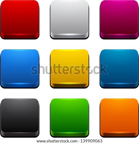 Set Blank Colorful 3 D Square Buttons Stock Vector (Royalty Free ...