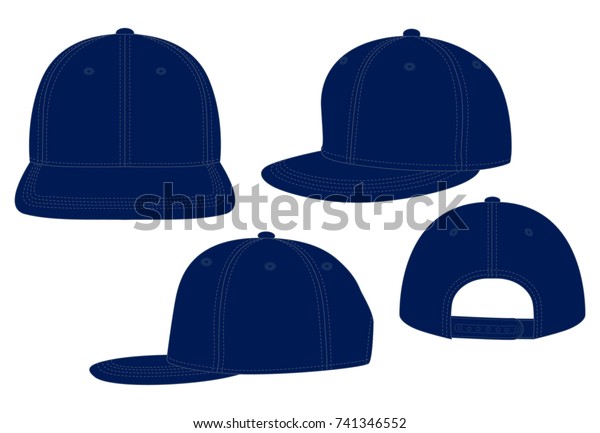 Set Blank Navy Blue Hip Hop Cap Template Vector On White Background and ...