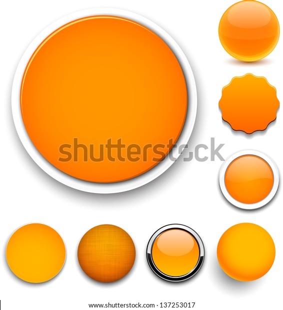 Set Blank Orange Round Buttons Website Stock Vector (Royalty Free ...