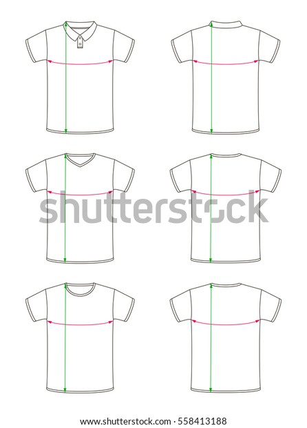 Set Blank Tshirts Marking Dimensions Vector: เวกเตอร์สต็อก (ปลอดค่า ...