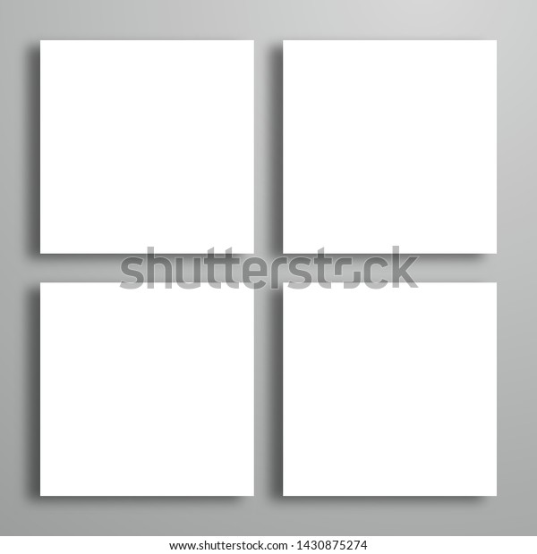Set Blank White Square Cards Mockup Stock Vector (Royalty Free ...