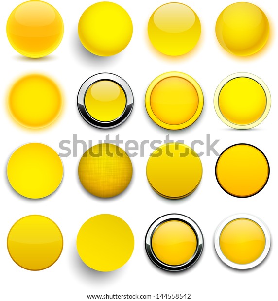 Set Blank Yellow Round Buttons Website Stock Vector (Royalty Free ...