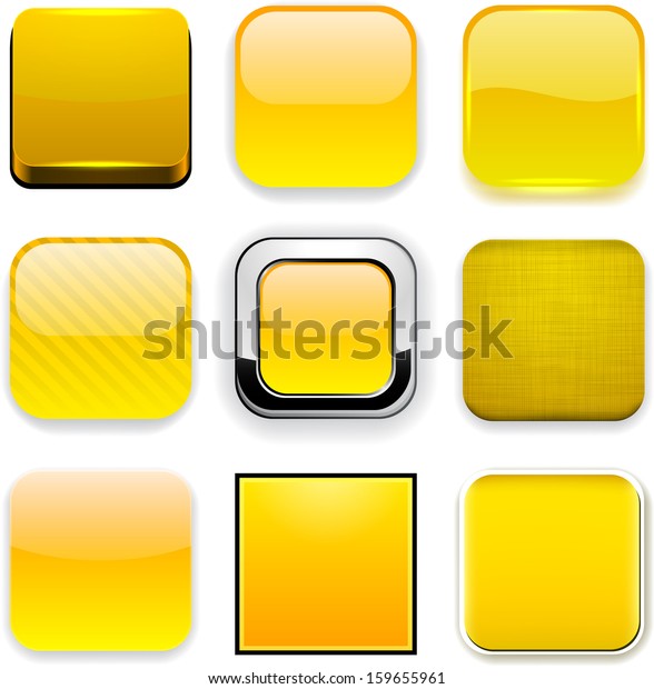 Set Blank Yellow Square Buttons Website Stock Vector (Royalty Free ...