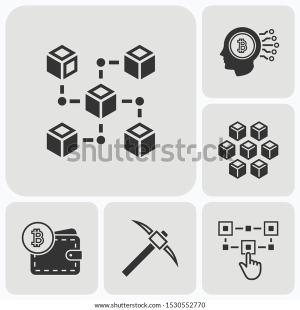 Set Blockchain Technology Icons Stock Vector (Royalty Free) 1530552770 ...