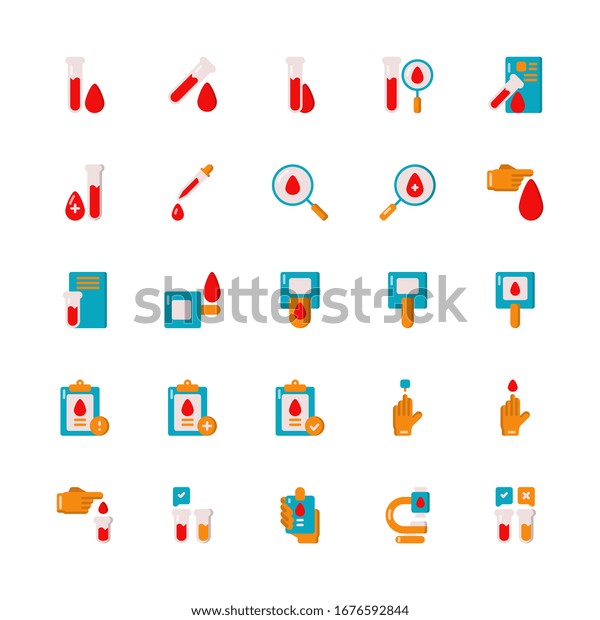 Set Blood Test Hospital Laboratory Flat Stock Vector (Royalty Free ...
