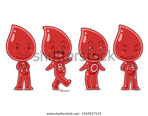 Set Blood Types Cartoon Character Different Stock Vector (Royalty Free ...