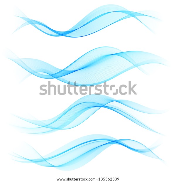 Set Blue Abstract Wave Design Element Stock Vector (Royalty Free ...