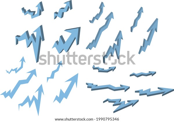 Set Blue Arrows Isometric Growth Graphs Stock Vector (Royalty Free ...