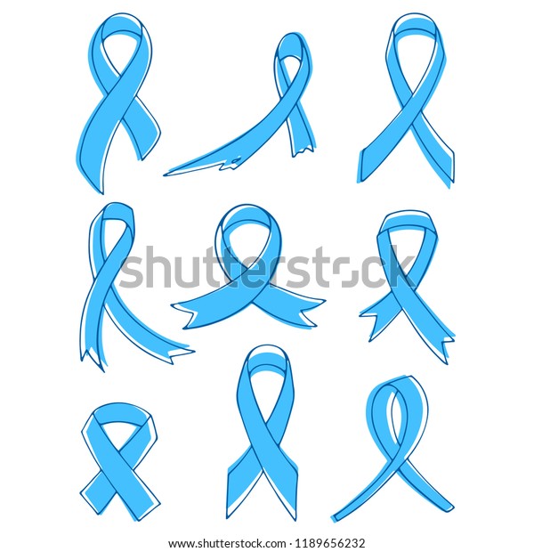 Set Blue Awareness Ribbons Stock Vector (Royalty Free) 1189656232