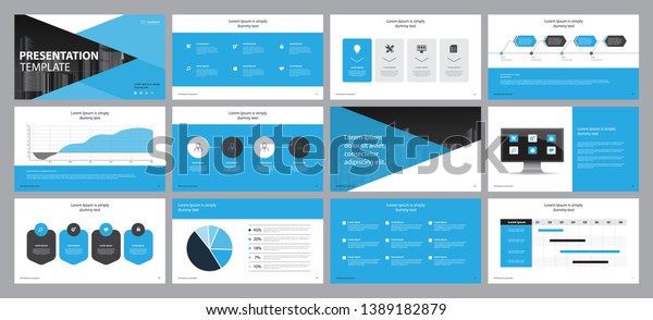 set blue business presentation backgrounds design template and page ...