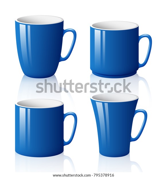 Vector de stock (libre de regalías) sobre Conjunto de tazas azules ...