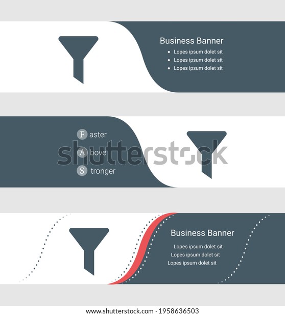 Set Blue Grey Banner Horizontal Business Stock Vector (Royalty Free ...