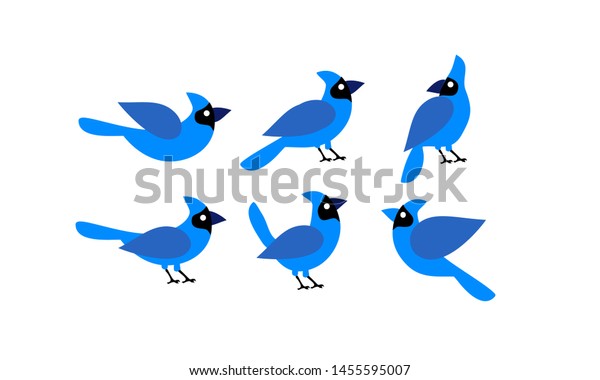 Set Blue Jay Bird Logo Icon Stock Vector (Royalty Free) 1455595007 ...
