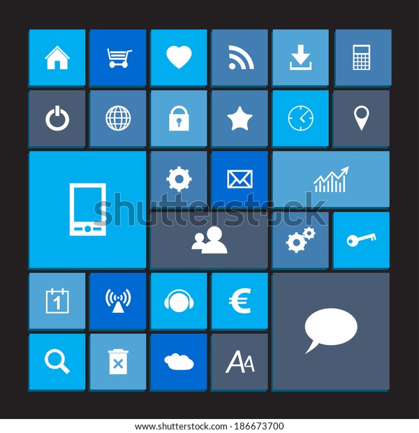 Set Blue Metro Icons Stock Vector (Royalty Free) 186673700 | Shutterstock