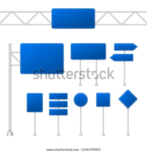 Set Blue Road Signs Isolated On Stock Vector (Royalty Free) 1546590005 ...