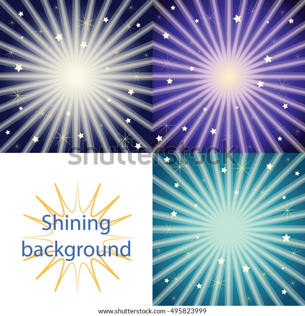 Set Blue Shining Backgrounds Sun Rays Stock Vector (Royalty Free ...