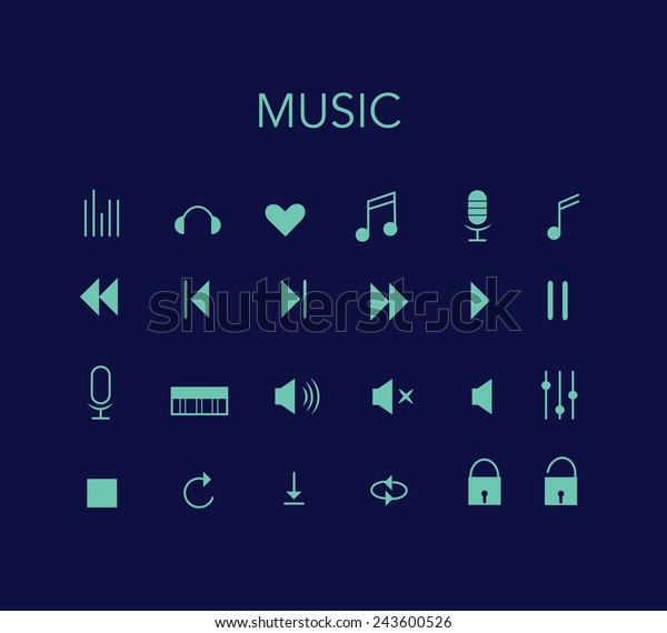 Set Blue Vector Music Icons Dark Stock Vector (Royalty Free) 243600526