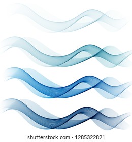 Set Blue Vector Waves On White Stock Vector (Royalty Free) 1285322821 ...