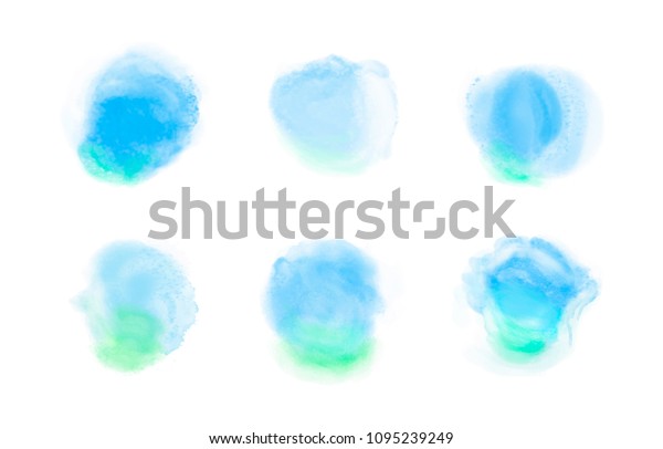 Set Blue Watercolor Splotch Stock Vector (Royalty Free) 1095239249 ...