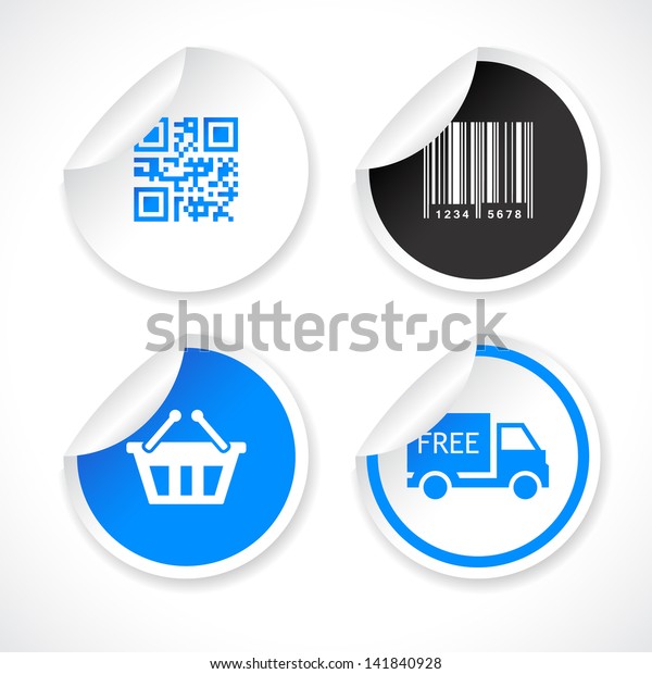 Set Blue White Vector Stickers Icons Stock Vector (Royalty Free ...