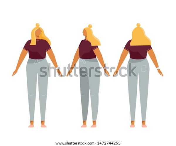 Set Body Positions Animation Front Side Stock Vector (Royalty Free ...