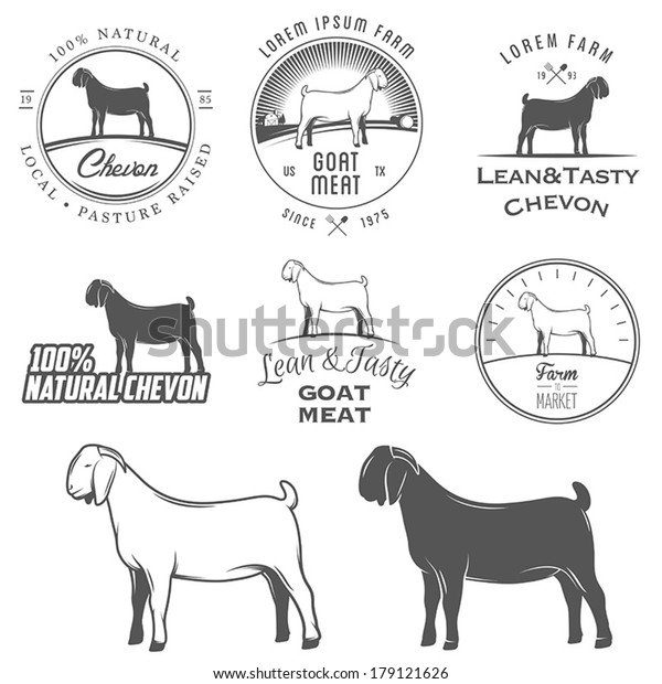 Set Boer Goat Labels Badges Design: เวกเตอร์สต็อก (ปลอดค่าลิขสิทธิ์ ...