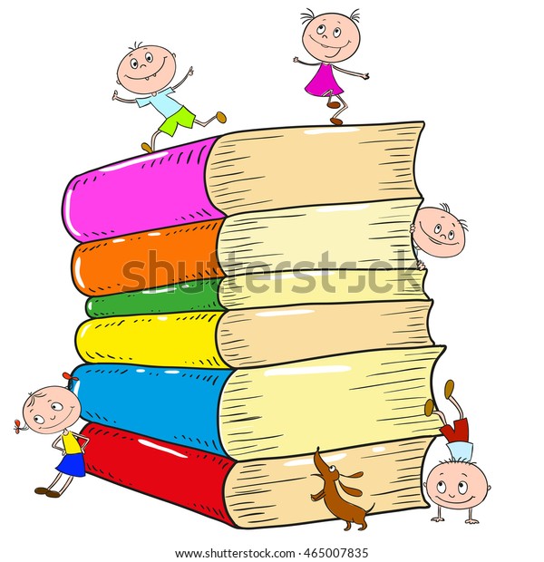 Set Books Children Playing Vector Illustration Stock Vector (Royalty ...