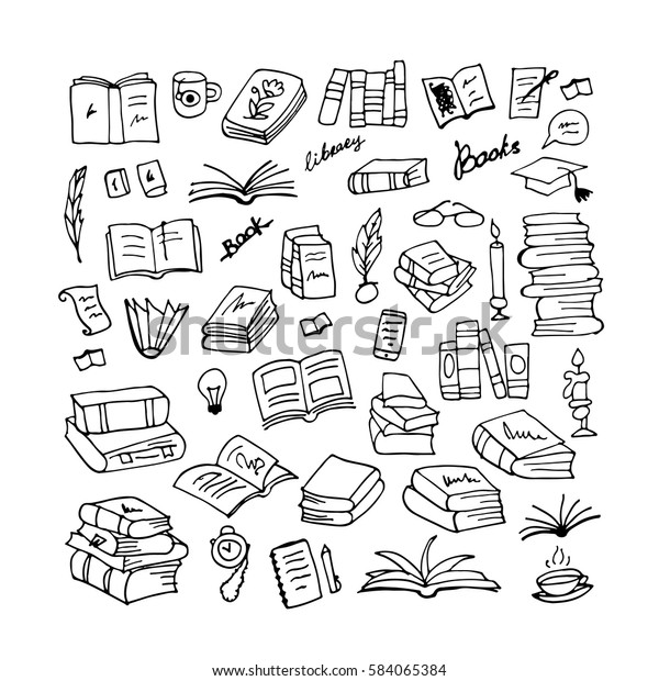 Set Books Sketch Your Design Vector Stock Vector (Royalty Free ...