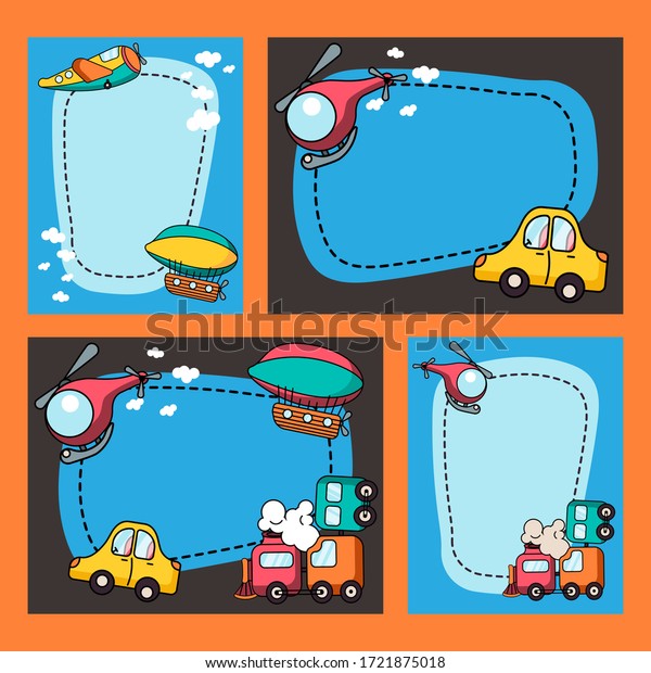 Set Border Designs Cartoon Toy Transports Stock Vector (Royalty Free ...