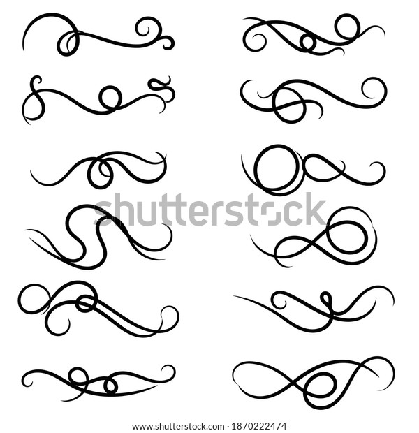 Set Borders Swirl Dividers Decorative Elements Stock Vector (Royalty ...