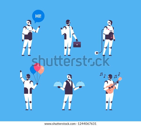 Set Bot Helper Robot Personal Assistant Stock Vector (Royalty Free ...