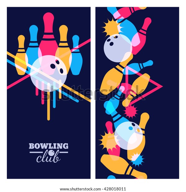 Set Bowling Banner Poster Flyer Label Stock Vector (Royalty Free) 428018011