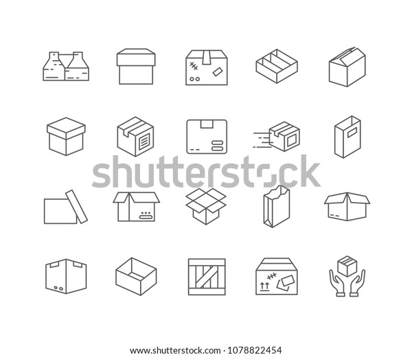 Set Box Outline Icons Isolated On Stock Vector (Royalty Free ...