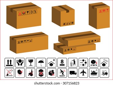 Set Boxes Cardboard Sign Isolated Stock Vector (Royalty Free) 307156823