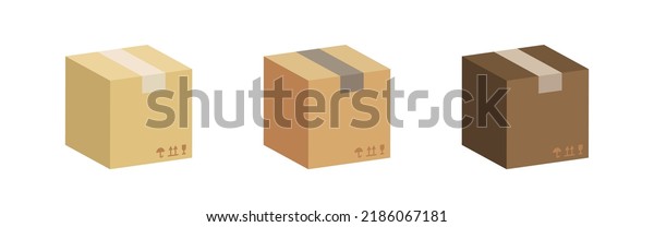 Vektor Stok Set Boxes Vector Cardboard Boxes Vector (Tanpa Royalti ...