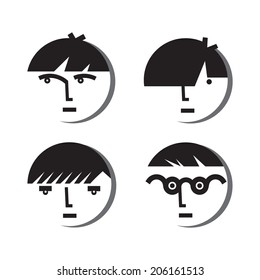 Set Boy Avatar Icons Shadows Isolated Stock Vector (Royalty Free ...