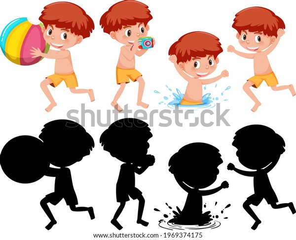 Set Boy Cartoon Character Different Positions Stock Vector (Royalty ...