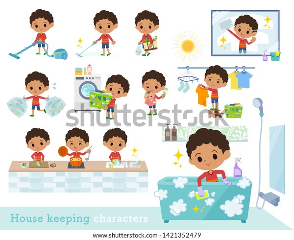 Set Boy Related Housekeeping Such Cleaning Stock Vector (Royalty Free ...