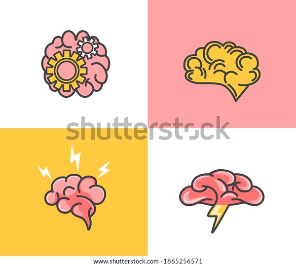 Set Brain Conceptsbrainstorming Ideacreativity Thinking About Stock ...
