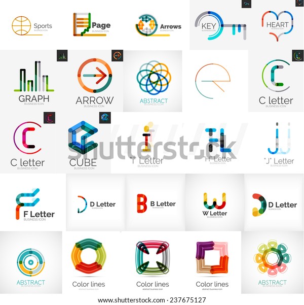 Set Branding Company Logo Elements Abstract Stock Vector (Royalty Free ...